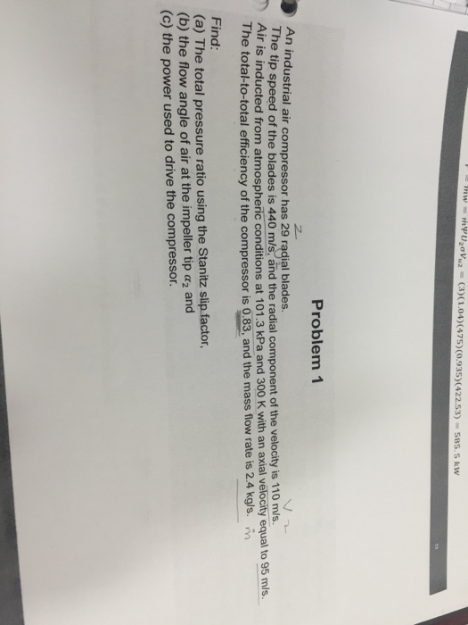 Solved An industrial air compressor has 29 radial blades. | Chegg.com