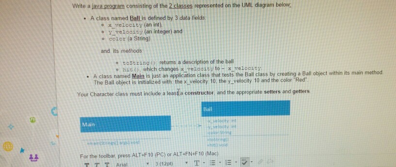 Solved Write a java program consisting of the 2 classes | Chegg.com
