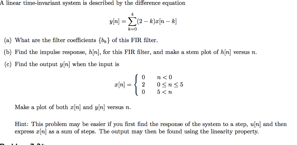 Solved A linear time-invariant system is described by the | Chegg.com