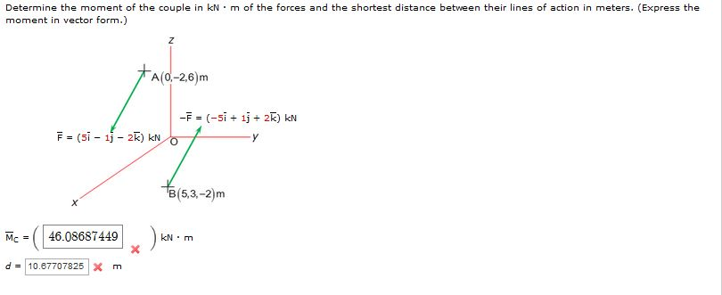 Solved Determine the moment of the couple in kN·m of the | Chegg.com