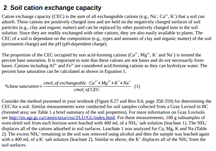 2 Soil cation exchange capacity Cation exchange | Chegg.com