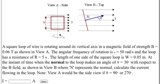 Solved A square loop of wire is rotating around its | Chegg.com