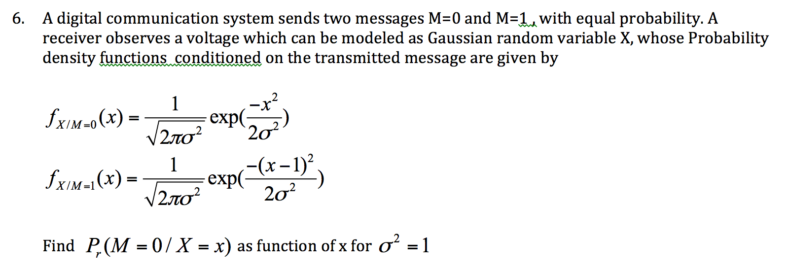 Solved A digital communication system sends two messages M = | Chegg.com