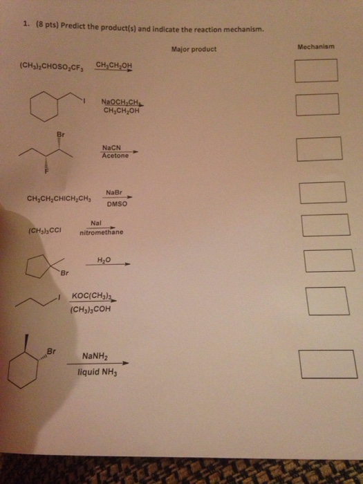 Solved Predict the product(s) and indicate the reaction | Chegg.com