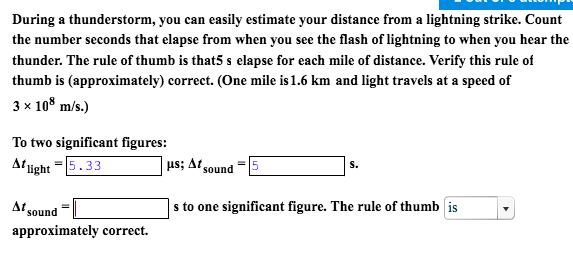 Solved During a thunderstorm, you can easily estimate your | Chegg.com