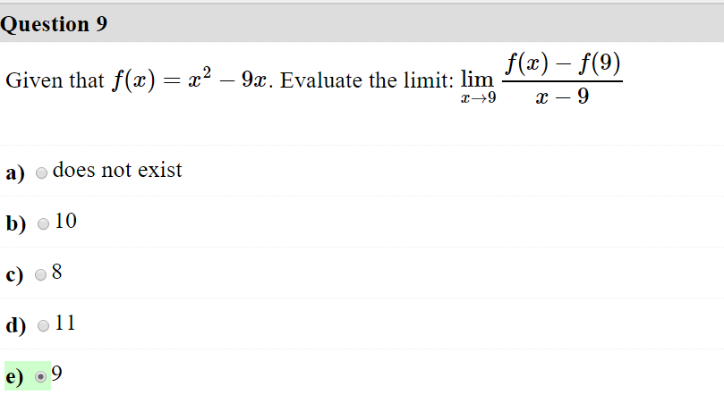 Solved Given that f(x) = x^2- 9x. Evaluate the limit: lim x | Chegg.com