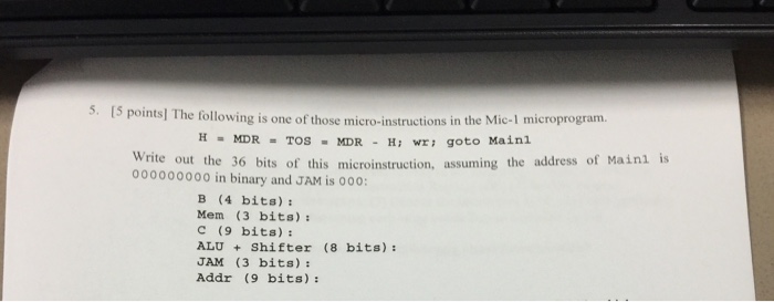 The following is one of those micro-instructions in | Chegg.com