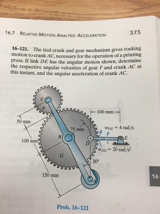 Solved The tied crank and gear mechanism gives rocking | Chegg.com