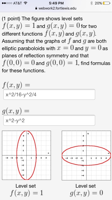 Solved The figure shows level sets f(x, y) = 1 and g(x, y) = | Chegg.com
