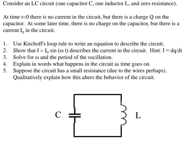Solved Consider an LC circuit (one capacitor C, one inductor | Chegg.com