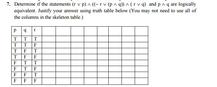Solved Determine if the statements (r v p) ((~ r v (p q)) | Chegg.com