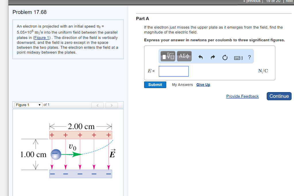 Solved An Electron Is Projected With An Initial Speed V 0