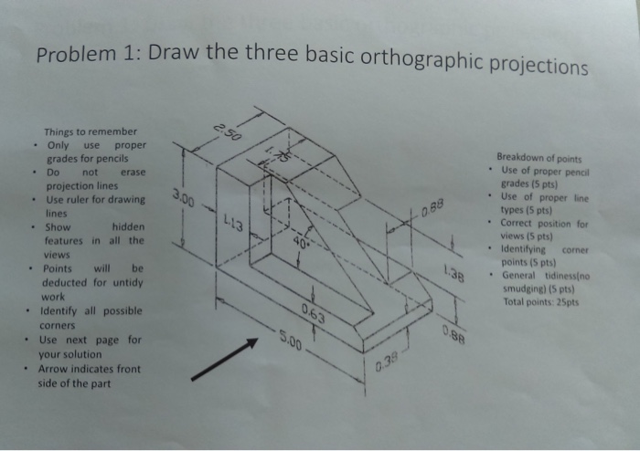 Solved Draw the three basic orthographic projections | Chegg.com