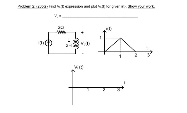 Solved Find V_L(t) expression and plot V_L(t) for given | Chegg.com