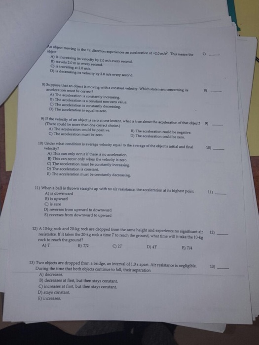 Solved An object moving in the +x direction experiences an | Chegg.com