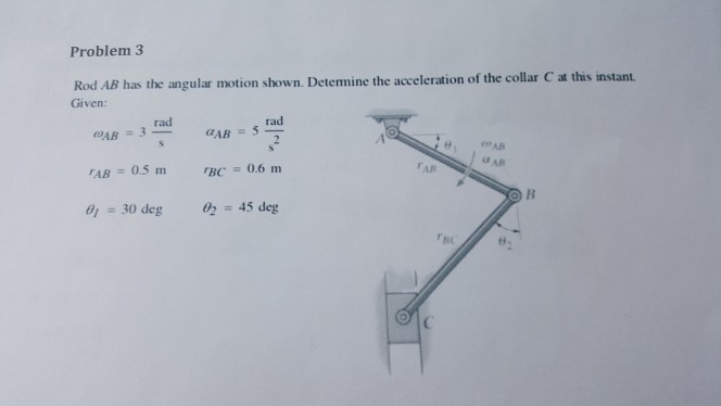 Solved Problem 3 Rod AB has the angular motion shown. | Chegg.com