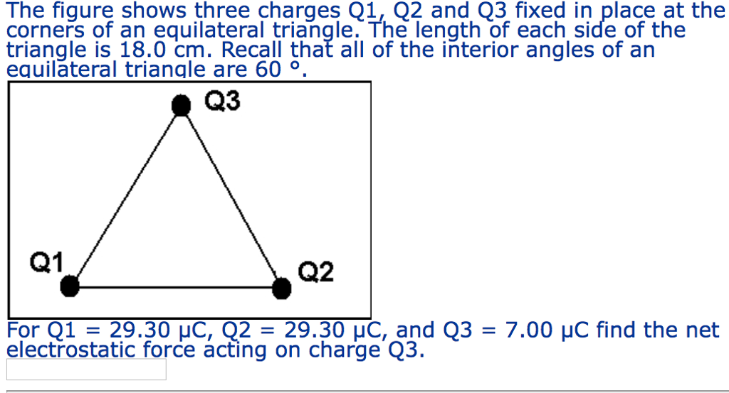 Solved The fiqure shows three charges 01, Q2 and Q3 fixed in | Chegg.com