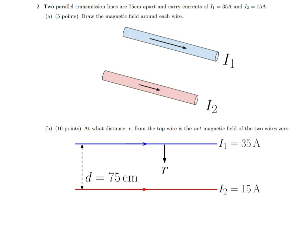 Solved 2. Two parallel transmission lines are 75cm apart and | Chegg.com