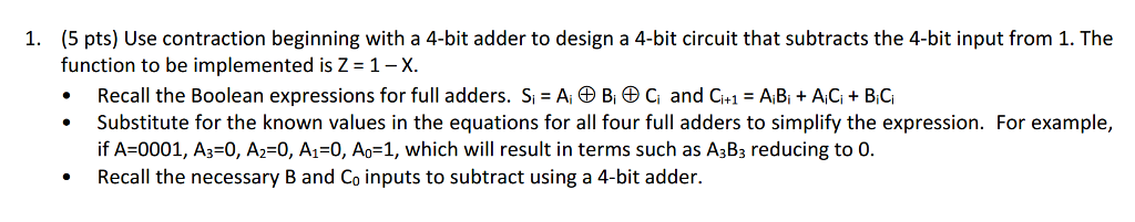 Solved Use Contraction Beginning With A 4 Bit Adder To