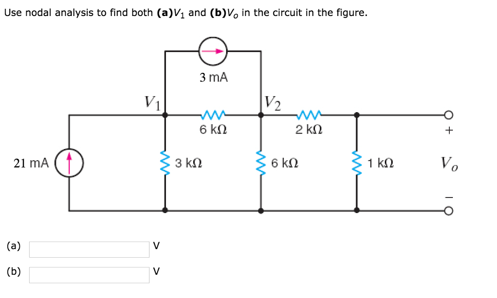 Solved Use nodal analysis to find both (a)V1 and (b)Vo in | Chegg.com