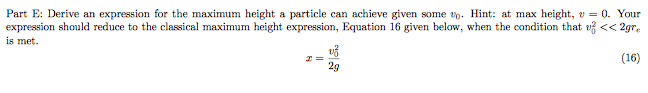 Solved Part E: Derive an expression for the maximum height a | Chegg.com