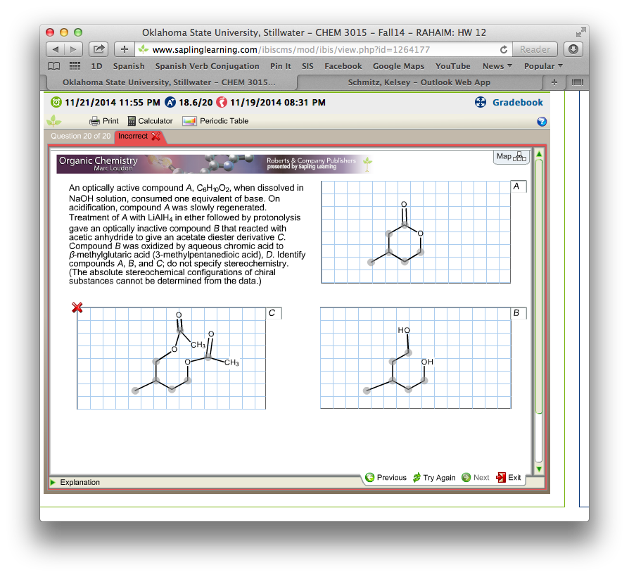 Solved ?An optically active compound A, C6H10O2, when | Chegg.com