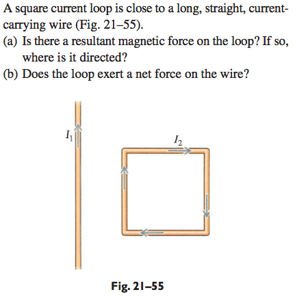 Solved A square current loop is close to a long, straight, | Chegg.com