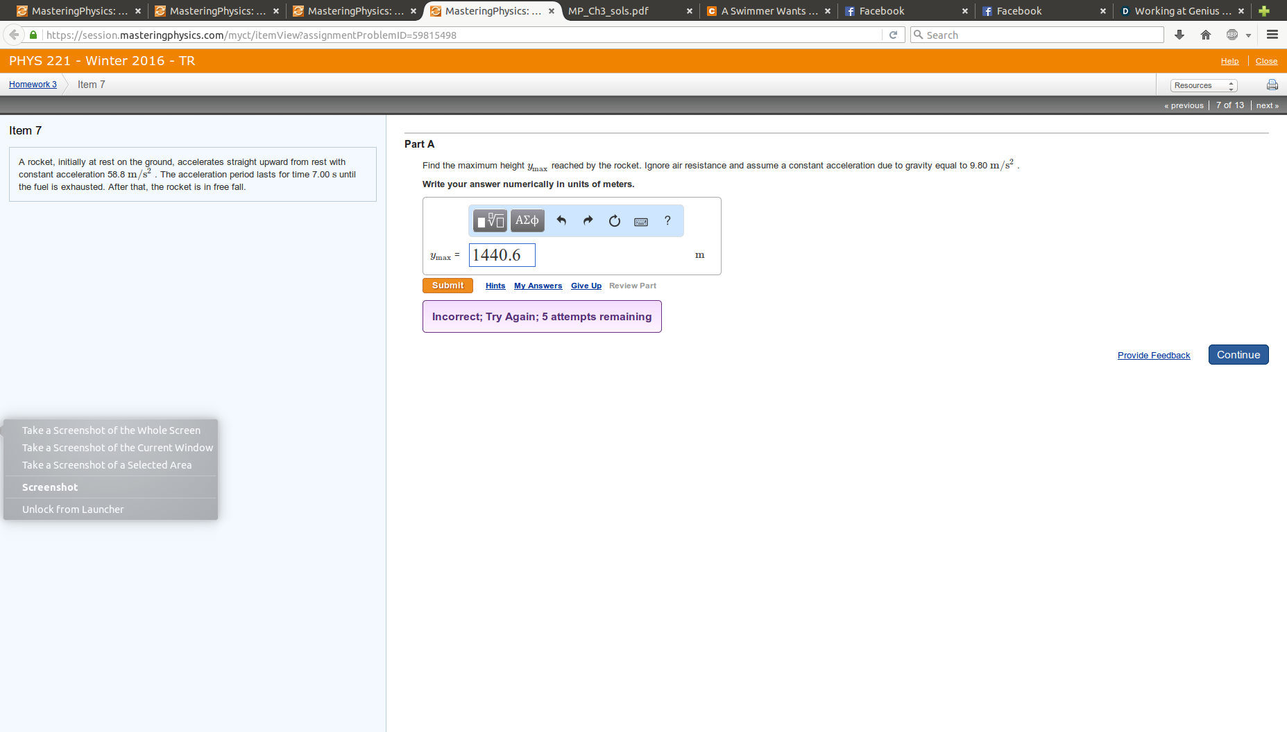 Solved A rocket, initially at rest on the ground, | Chegg.com
