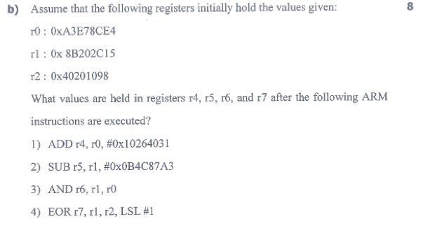 Solved 8 b) Assume that the following registers initially | Chegg.com Solved 8 b) Assume that the following registers initially | Chegg.com