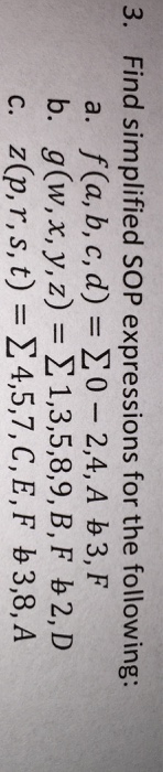 Solved 3. Find simplified SOP expressions for the following: | Chegg.com