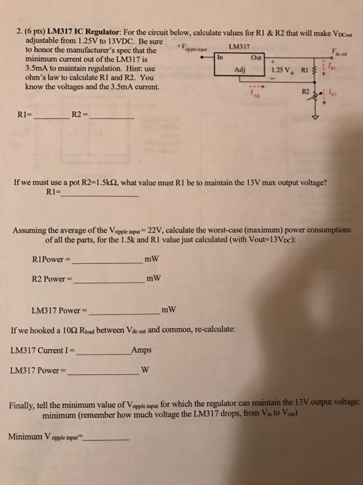Solved For the circuit below, calculate values for R1 & R2 | Chegg.com