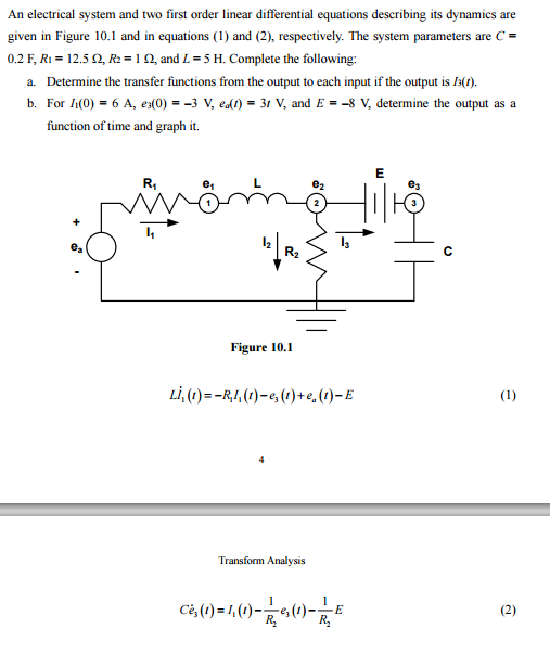 An electrical system and two first order linear | Chegg.com