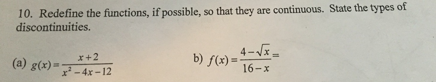 Solved 10. Redefine the functions, if possible, so that they | Chegg.com