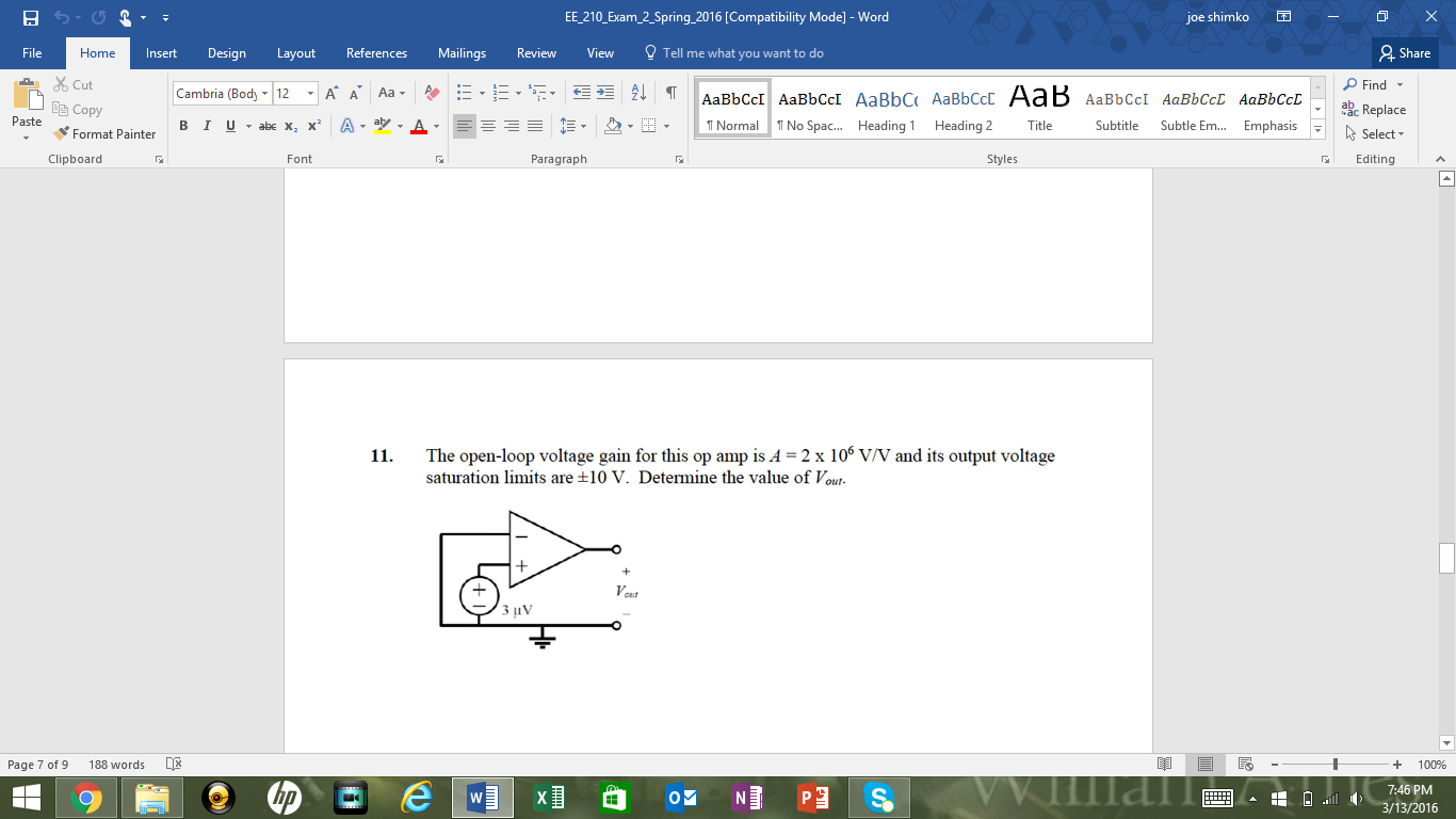 Solved The open-loop voltage gain for this op amp is A = 2 | Chegg.com