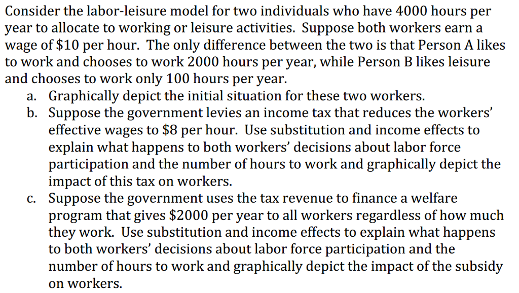 Solved Consider the labor-leisure model for two individuals | Chegg.com