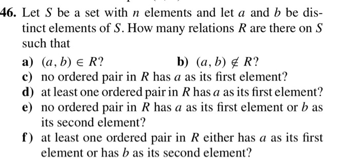 Solved Let S be a set with n elements and let a and b be | Chegg.com Solved Let S be a set with n elements and let a and b be | Chegg.com