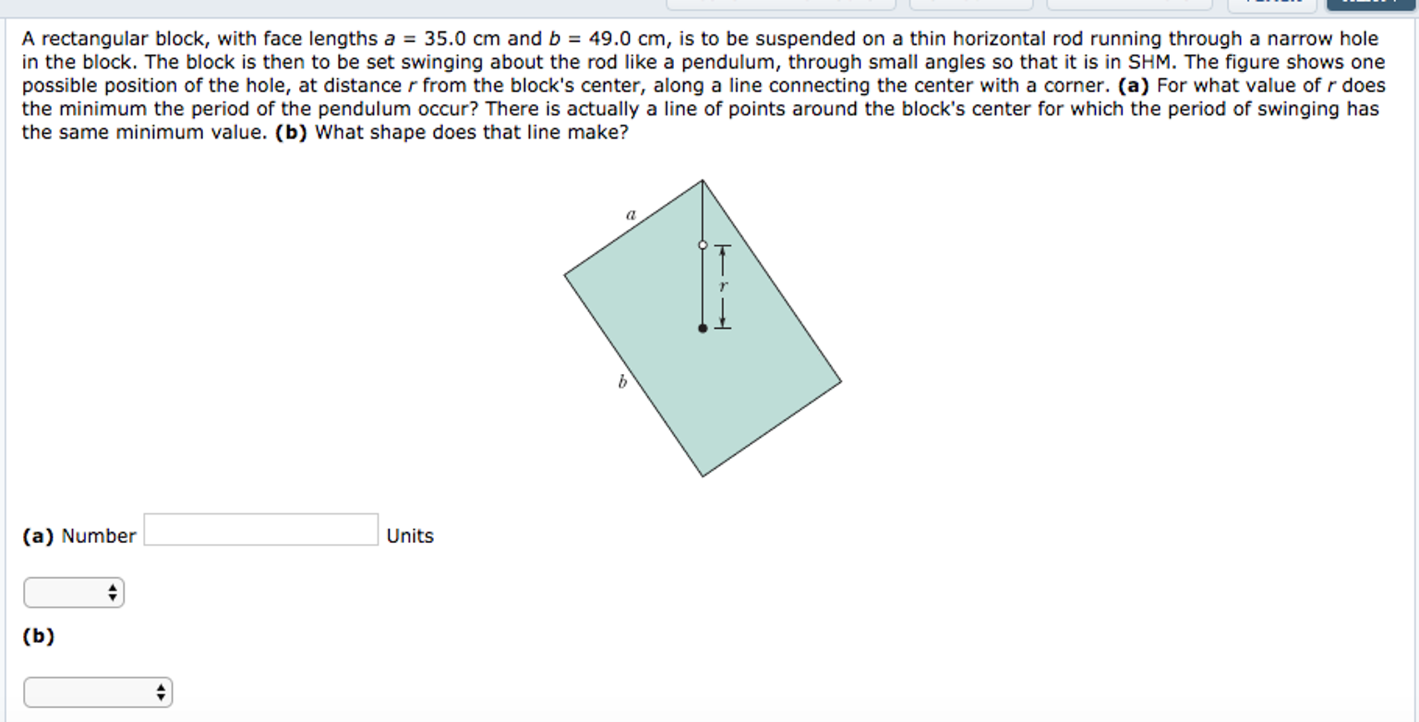 Solved A rectangular block, with face lengths a = 35.0 cm | Chegg.com