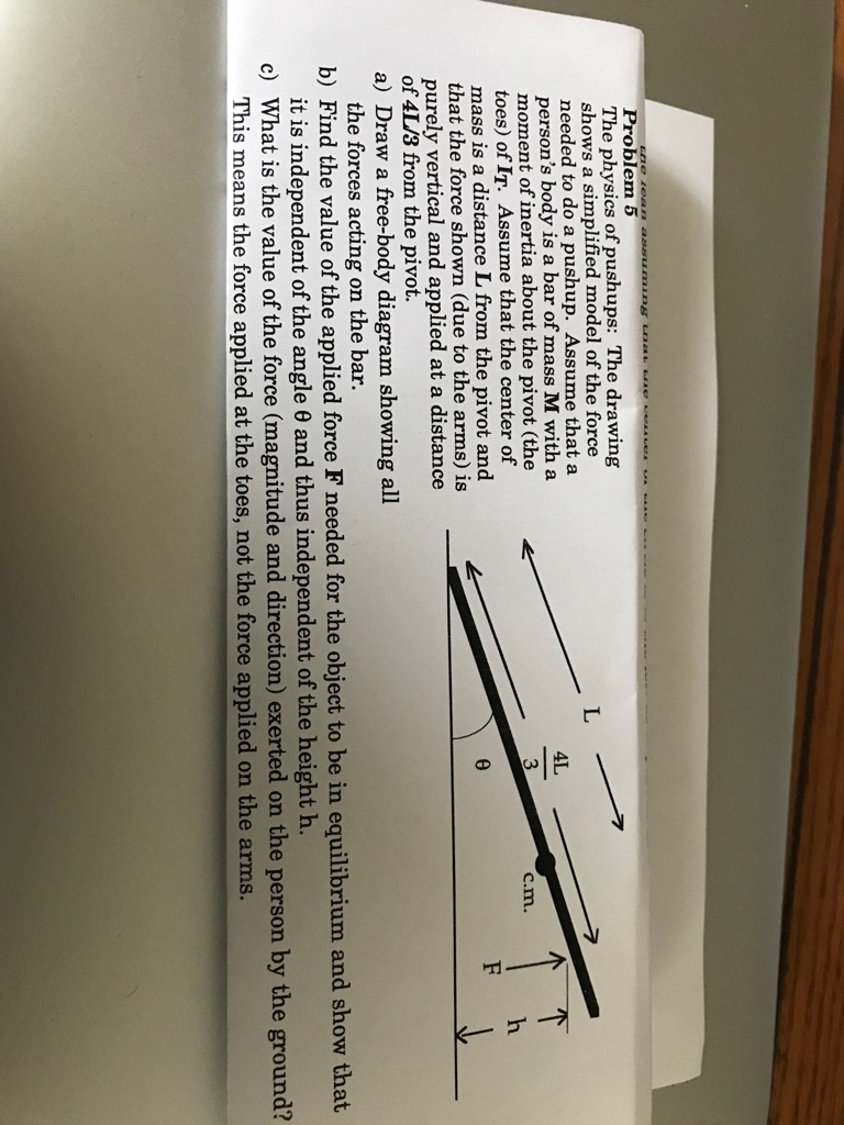 Solved The physics of pushups: The drawing shows a | Chegg.com