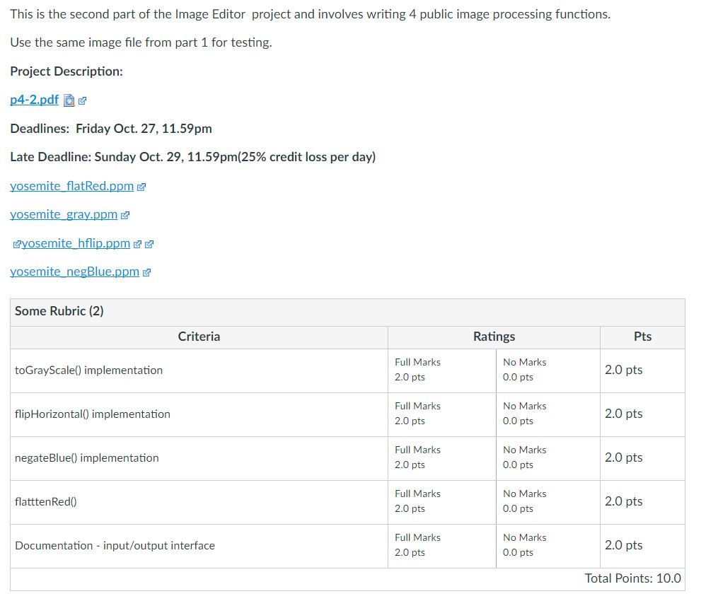 Solved This is the second part of the Image Editor project | Chegg.com