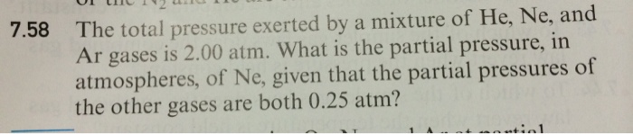 Solved The total pressure exerted by a mixture of He, Ne, | Chegg.com