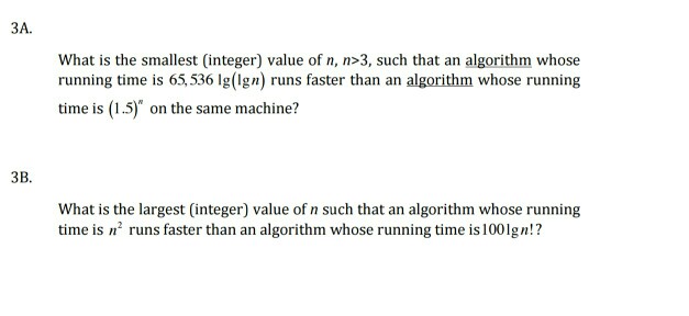 Solved 3A. 3B. What is the smallest (integer) value of n, n | Chegg.com