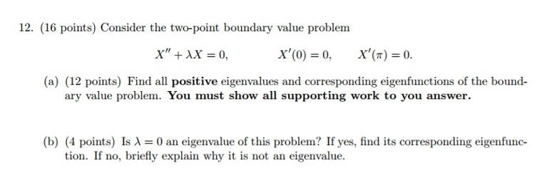 Solved Consider the two-point boundary value problem X" + | Chegg.com