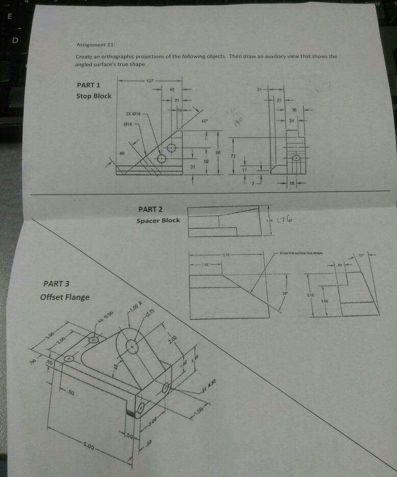 Solved Assignment 11 Create an orthographic projections of | Chegg.com
