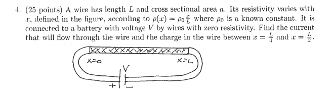 Solved A wire has length L and cross sectional area a. Its | Chegg.com