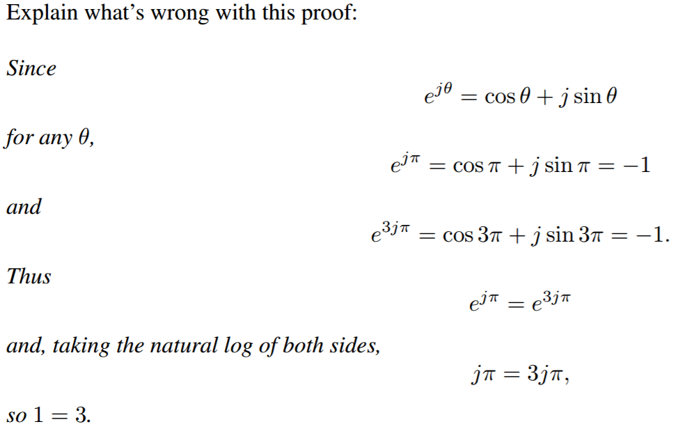 Solved Explain what's wrong with this proof: Since e^j | Chegg.com