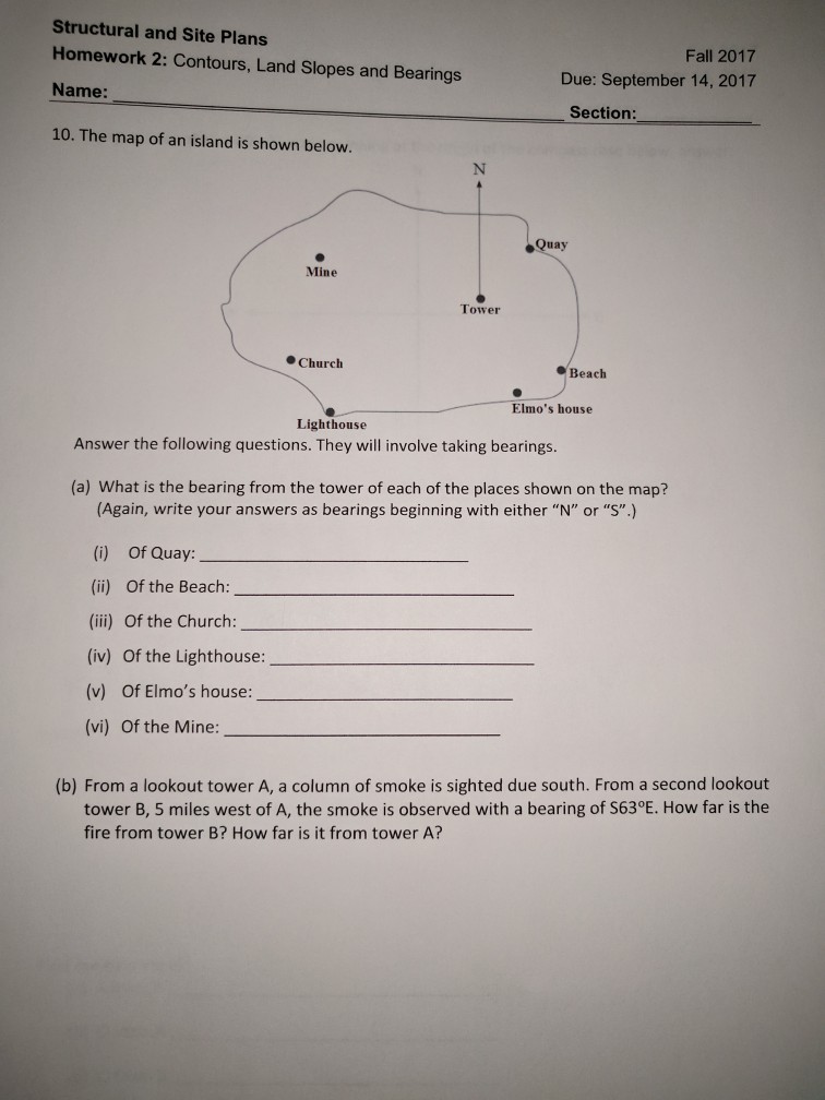 Solved The map of an island is shown below. Answer the | Chegg.com