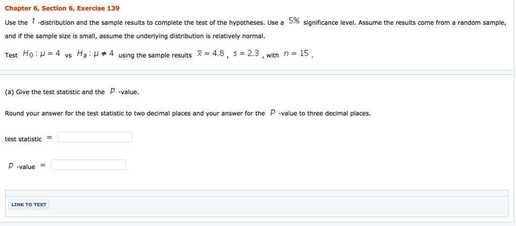 Solved Chapter 6, Section 6, Exercise 139 use the t | Chegg.com