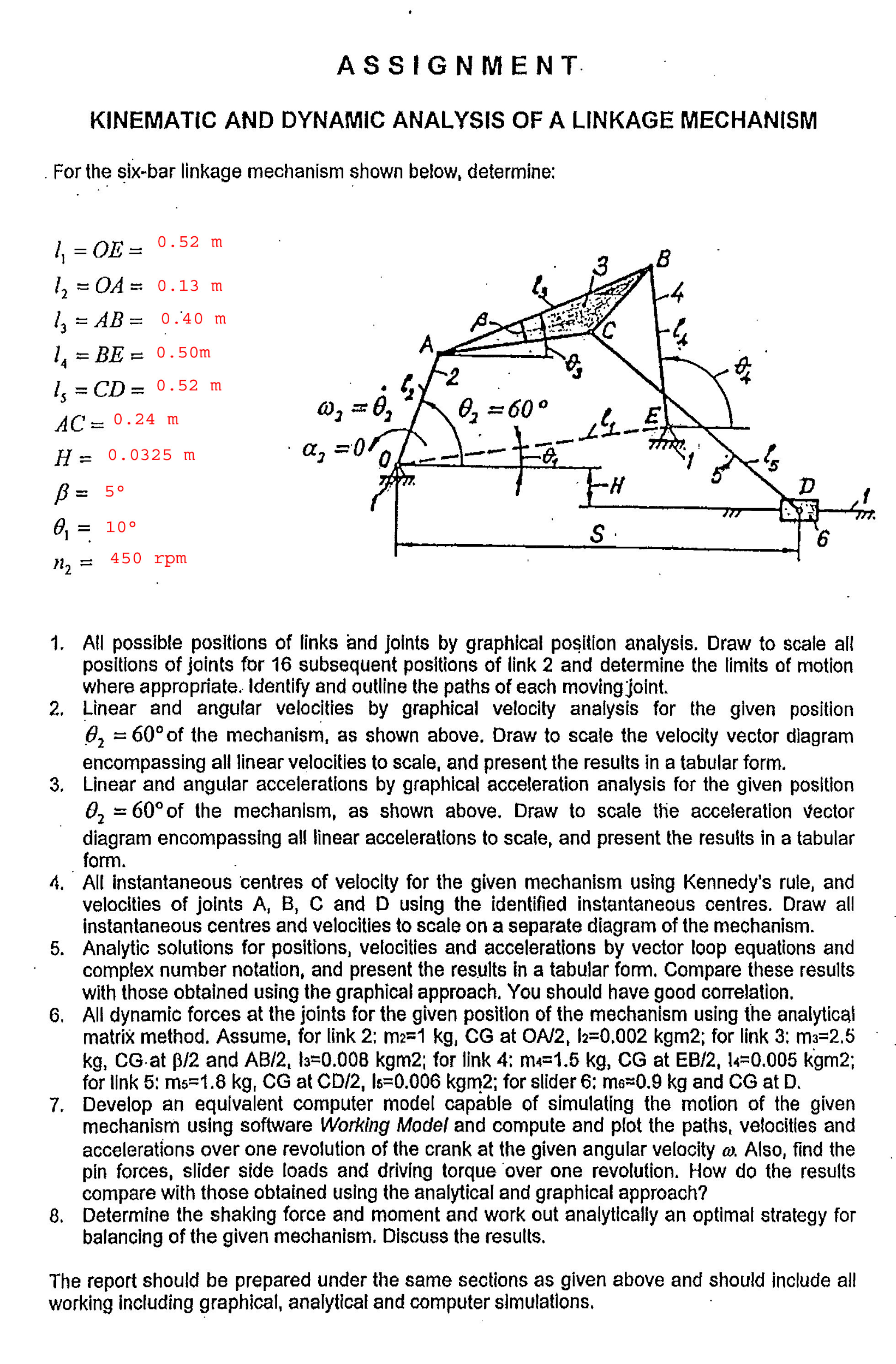 Solved ASSIGNMENT KINEMATIC AND DYNAMIC ANALYSIS OF A | Chegg.com