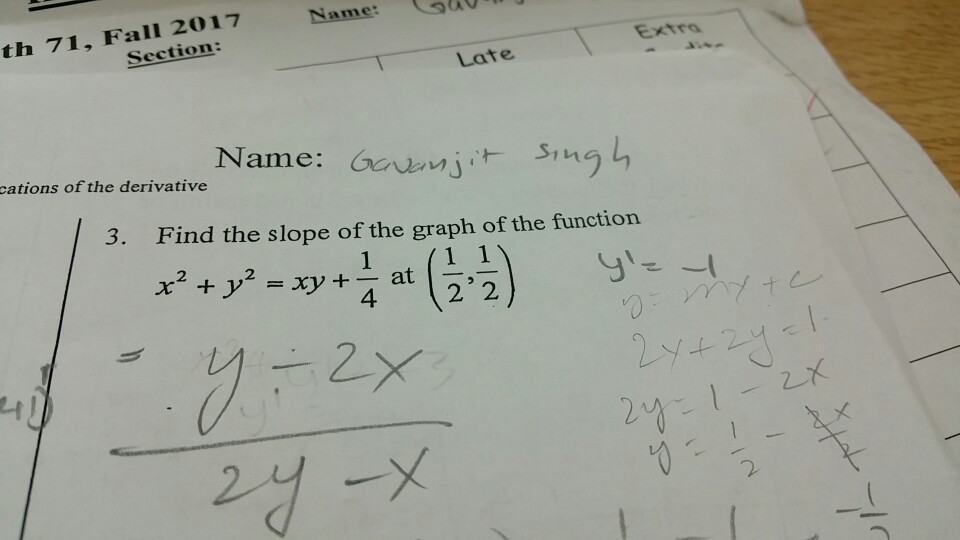 Solved th 71, Fall 2017 Section: Late Name: Guj+1 Sin | Chegg.com