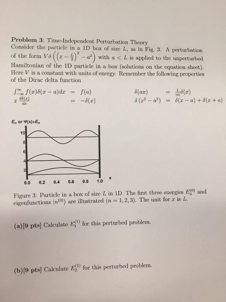 Solved Problem 3: Time-Independent Perturbation Theory | Chegg.com